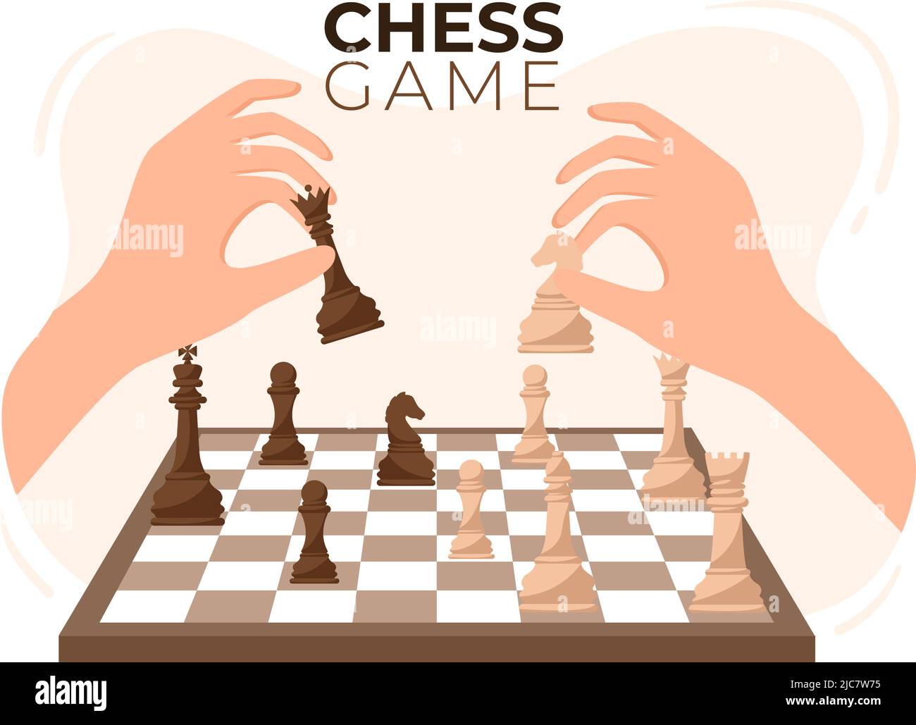 Chequered Chess Game Board Cartoon Background Illustration with Black ...
