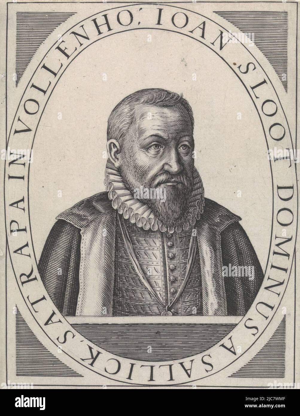 Bust to the right of Jan Sloot, in an oval frame, on which is a border ...