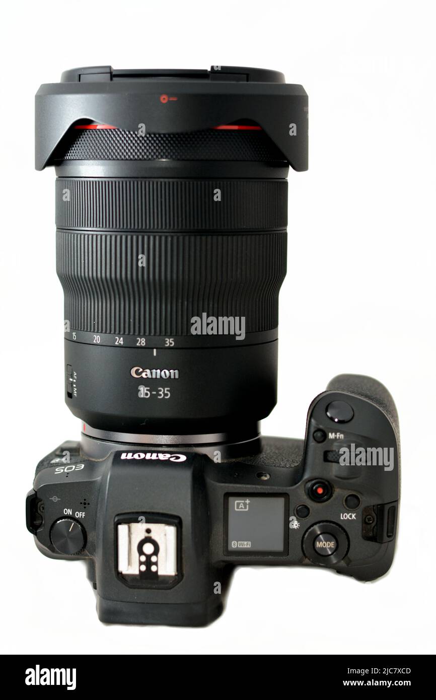 Cairo, Egypt, May 31 2022: Top view of Canon EOS R full frame ...