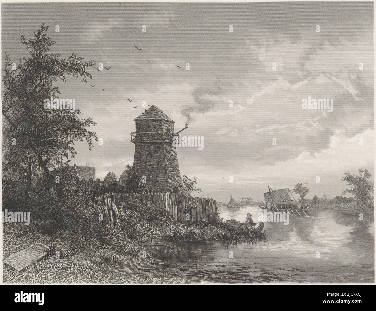 Toll tower at Utrecht during Roman times in the Netherlands. On the ...