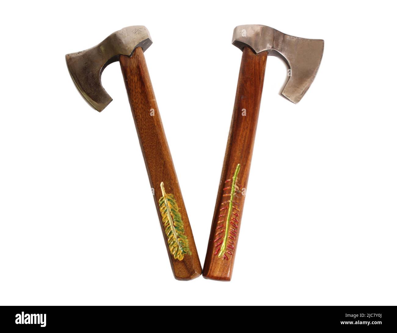 Pair of Vintage Throwing Axes Isolated on White Background Stock Photo ...