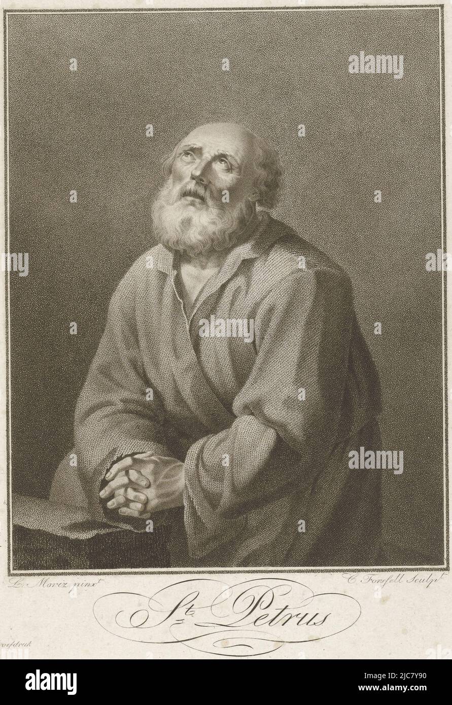 Apostle Peter in prayer, half in the flesh. With his hands folded he ...