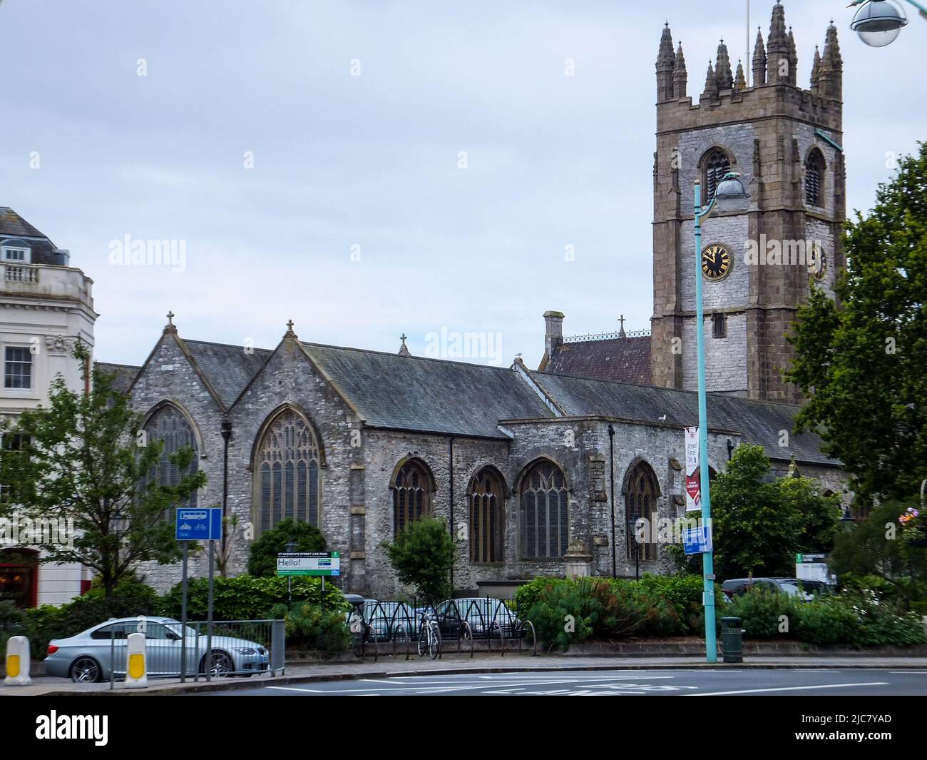 The medieval Minster Church of St. Andrew in Plymouth, Devon, England ...
