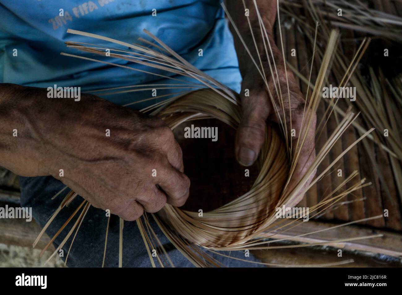 Home business craftsmen make rice storage eco friendly containers from ...