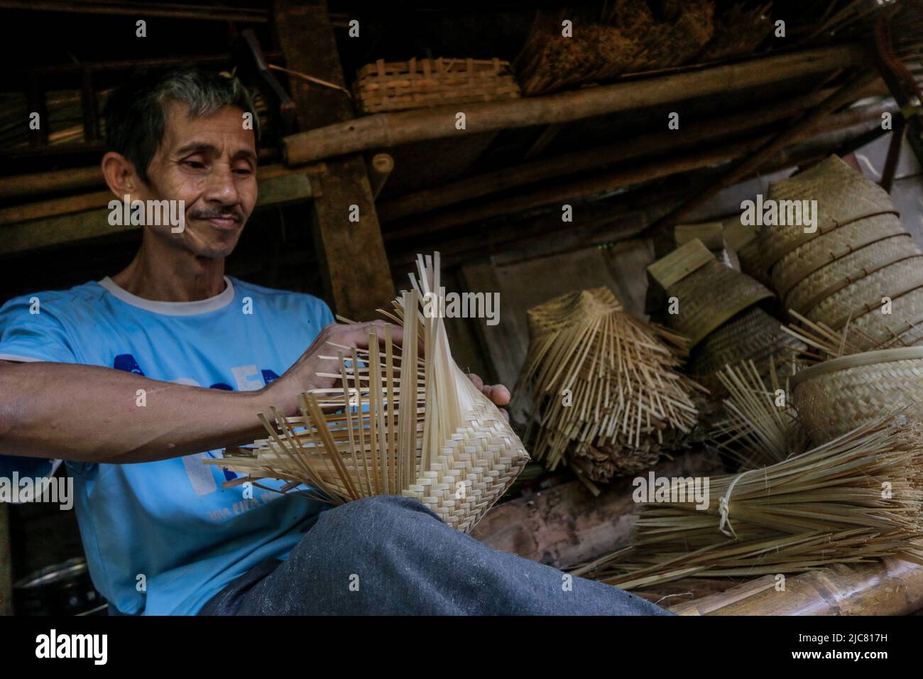 Home business craftsmen make rice storage eco friendly containers from ...