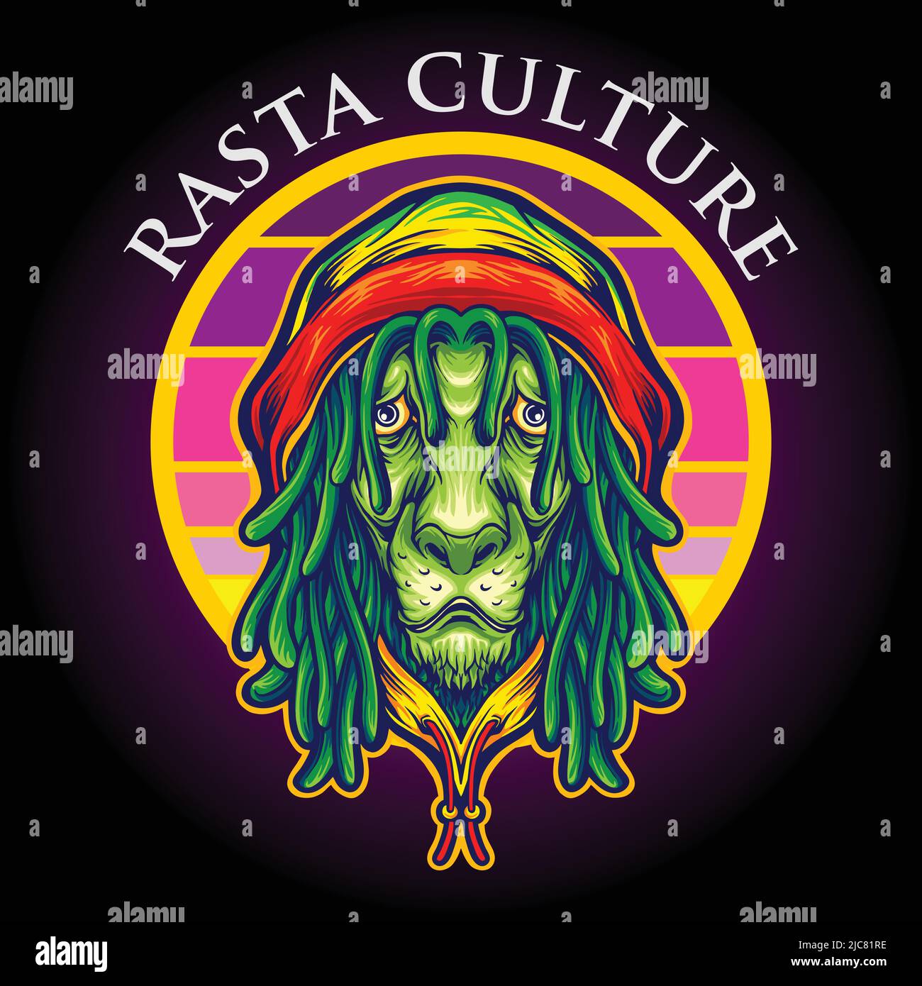 Cool lion head rasta with hat reggae vector illustrations for your work ...