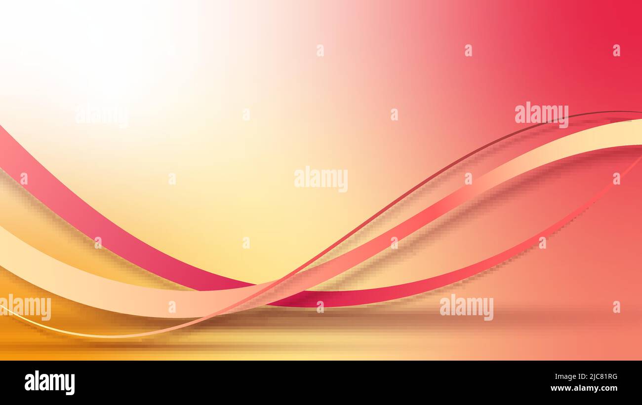 Abstract red and yellow wave lines on blurred background. Vector ...