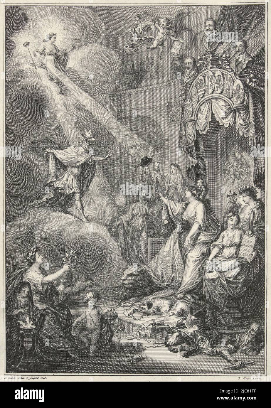 Allegory of the 100th anniversary of Dutch Freedom, 1648-1748. The ...