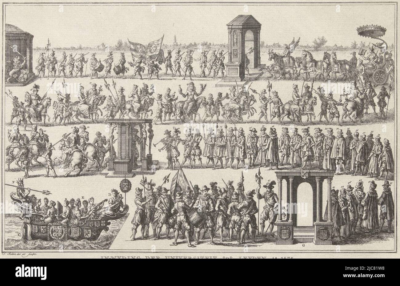 Procession at the inauguration of the University of Leiden, 8 February ...