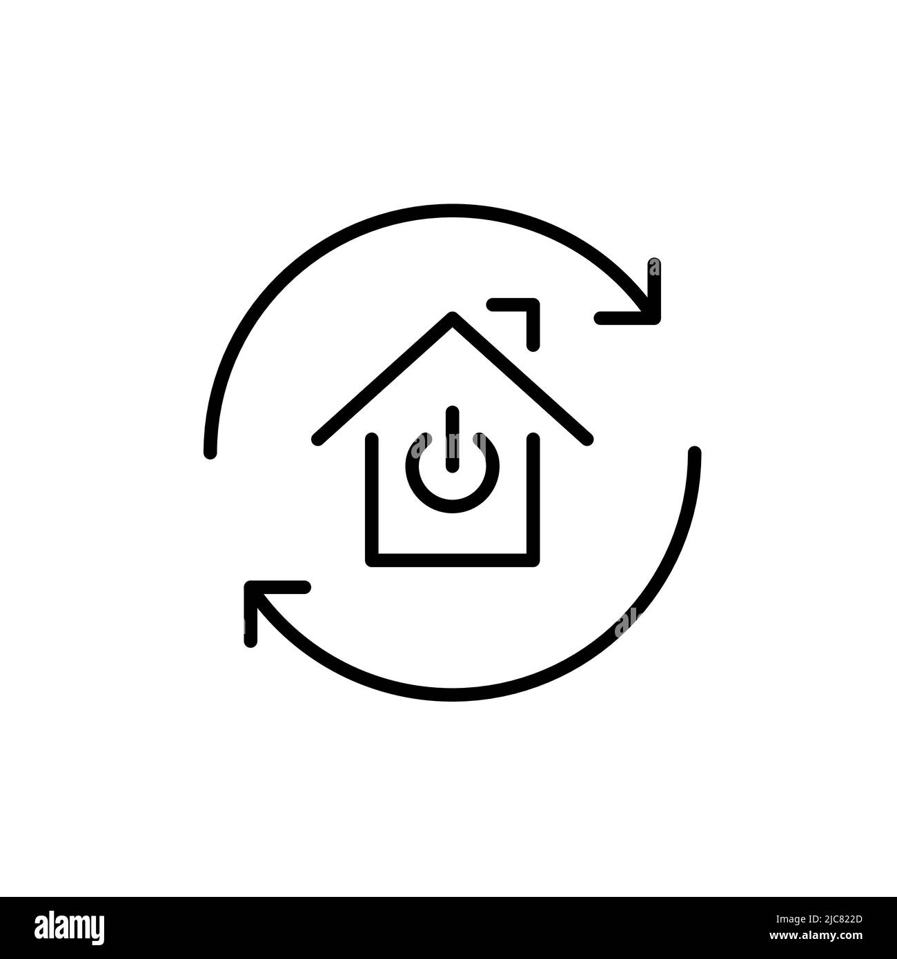 Self-sustainable smart home system. Pixel perfect, editable stroke line ...