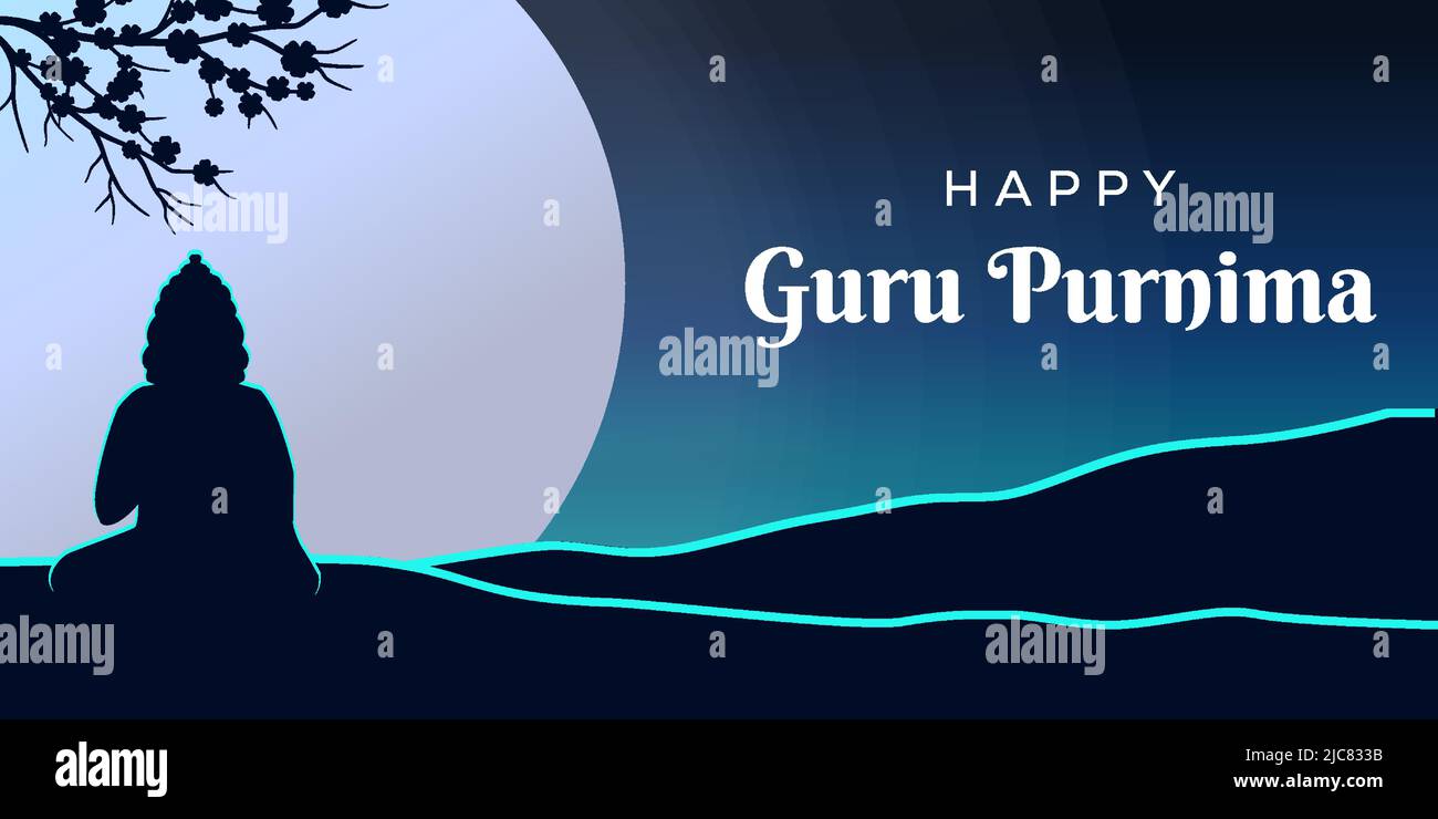 happy guru purnima silhouette background illustration Stock Vector ...