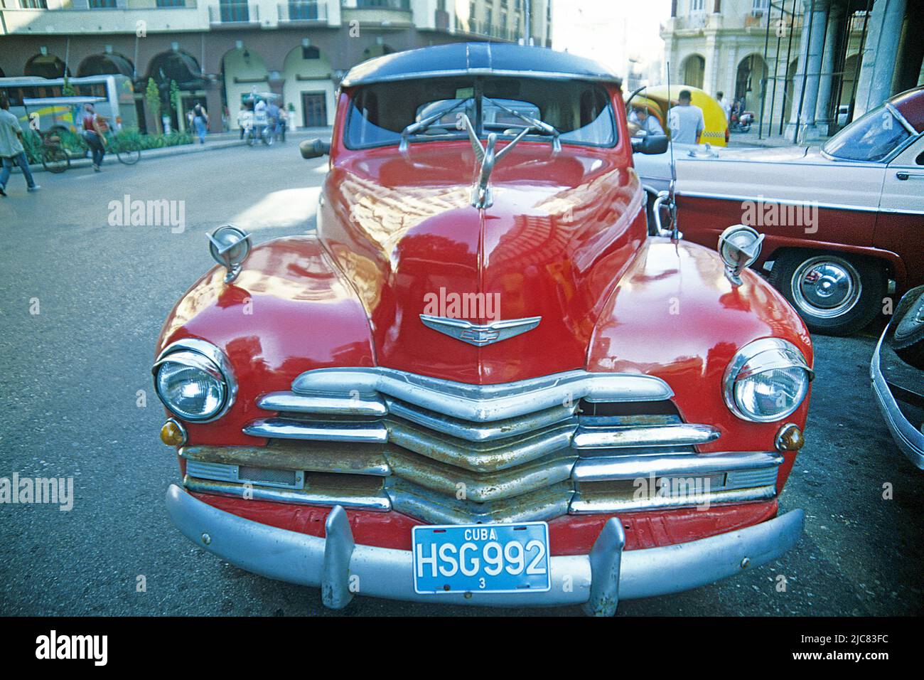 Chevrolet, classic car in the old town of Havana, Cuba, Caribbean Stock ...