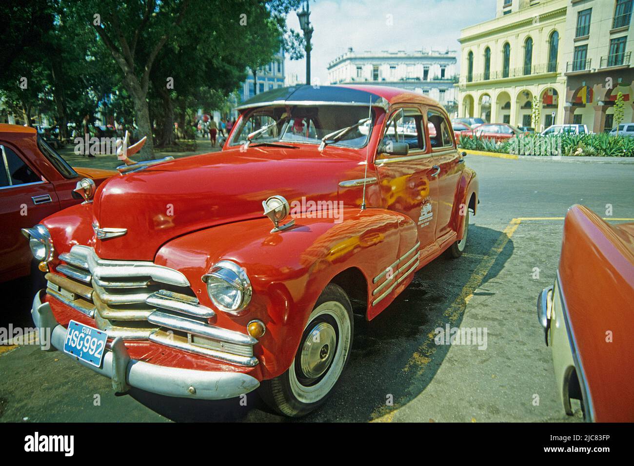 Chevrolet, classic car in the old town of Havana, Cuba, Caribbean Stock ...