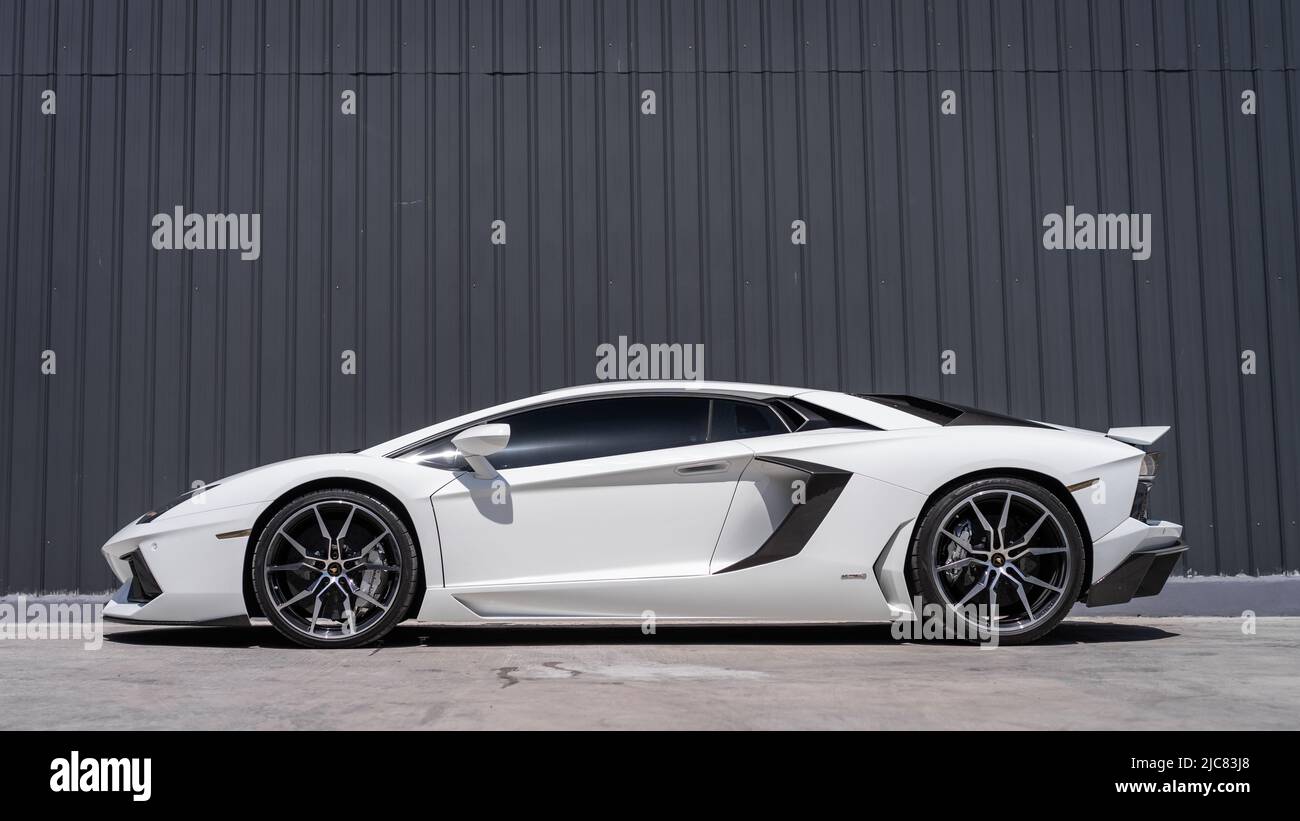 White Lamborghini Aventador Side View