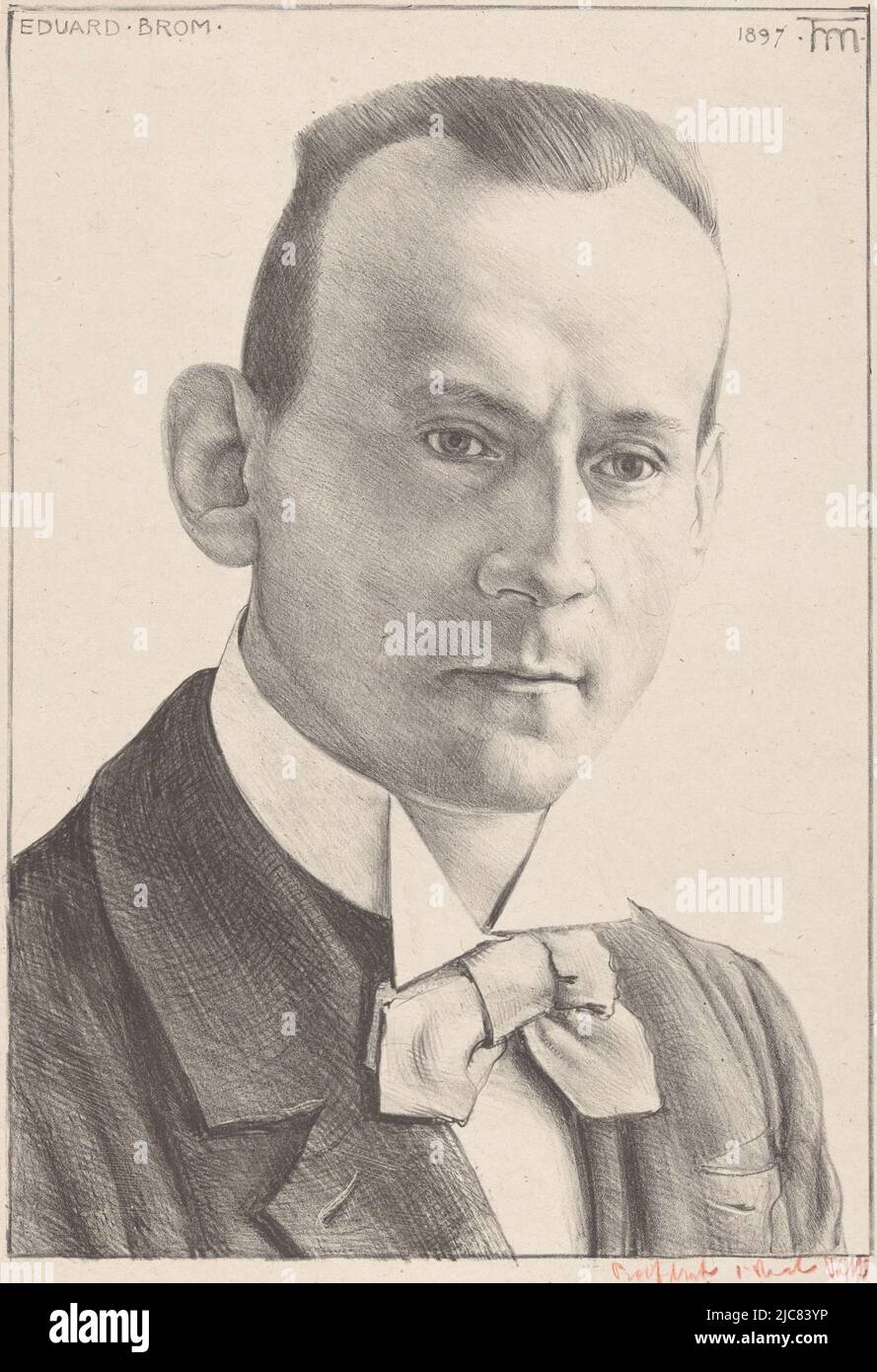 Portrait of Eduard Brom, print maker: Theo Molkenboer, (mentioned on ...