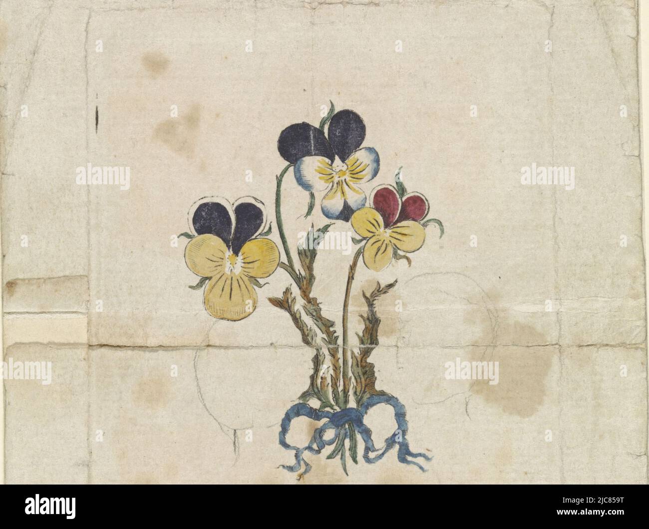 Three violets tied together with a bow. Silhouette portraits of William ...