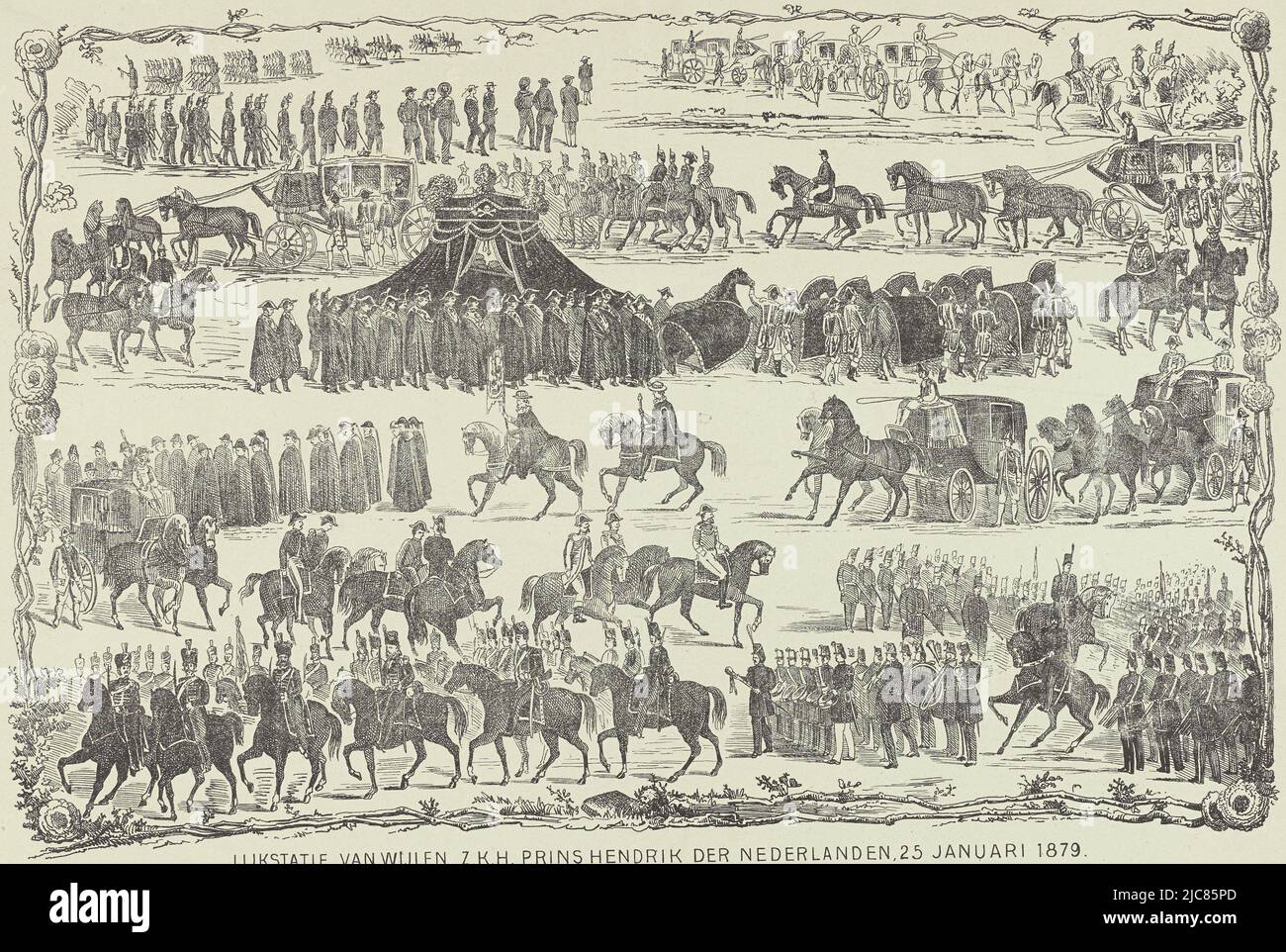 Funeral of Prince Henry the Navigator at Delft, 25 January 1879. The ...
