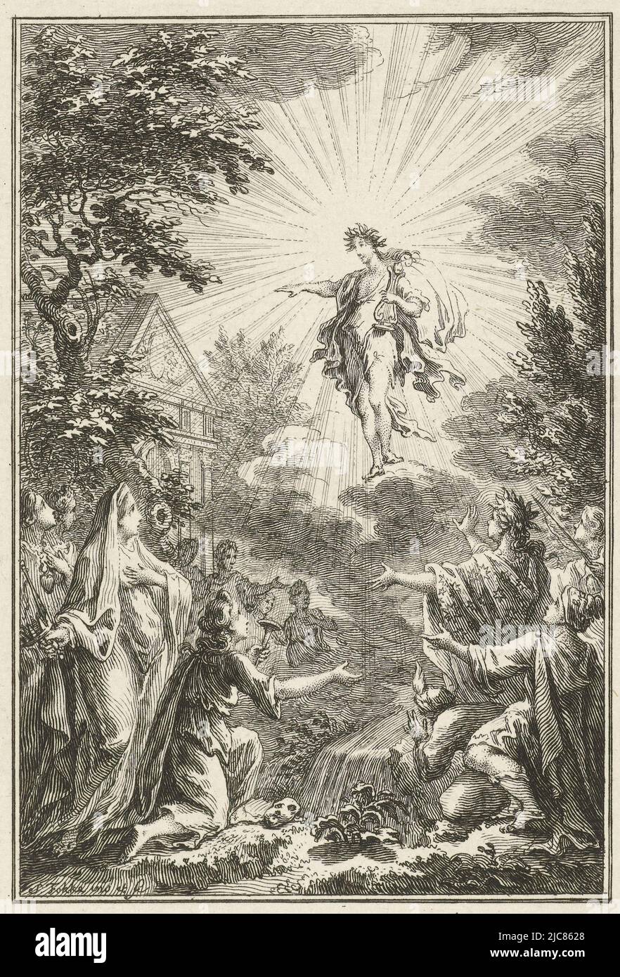 In the sky floats the radiant apparition of Apollo with lyre. He is ...