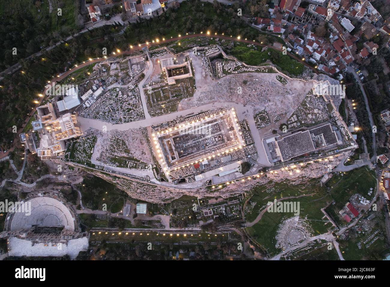 Acropolis, Parthenon, Athens, Greece, drone aerial view sunset Stock Photo - Alamy