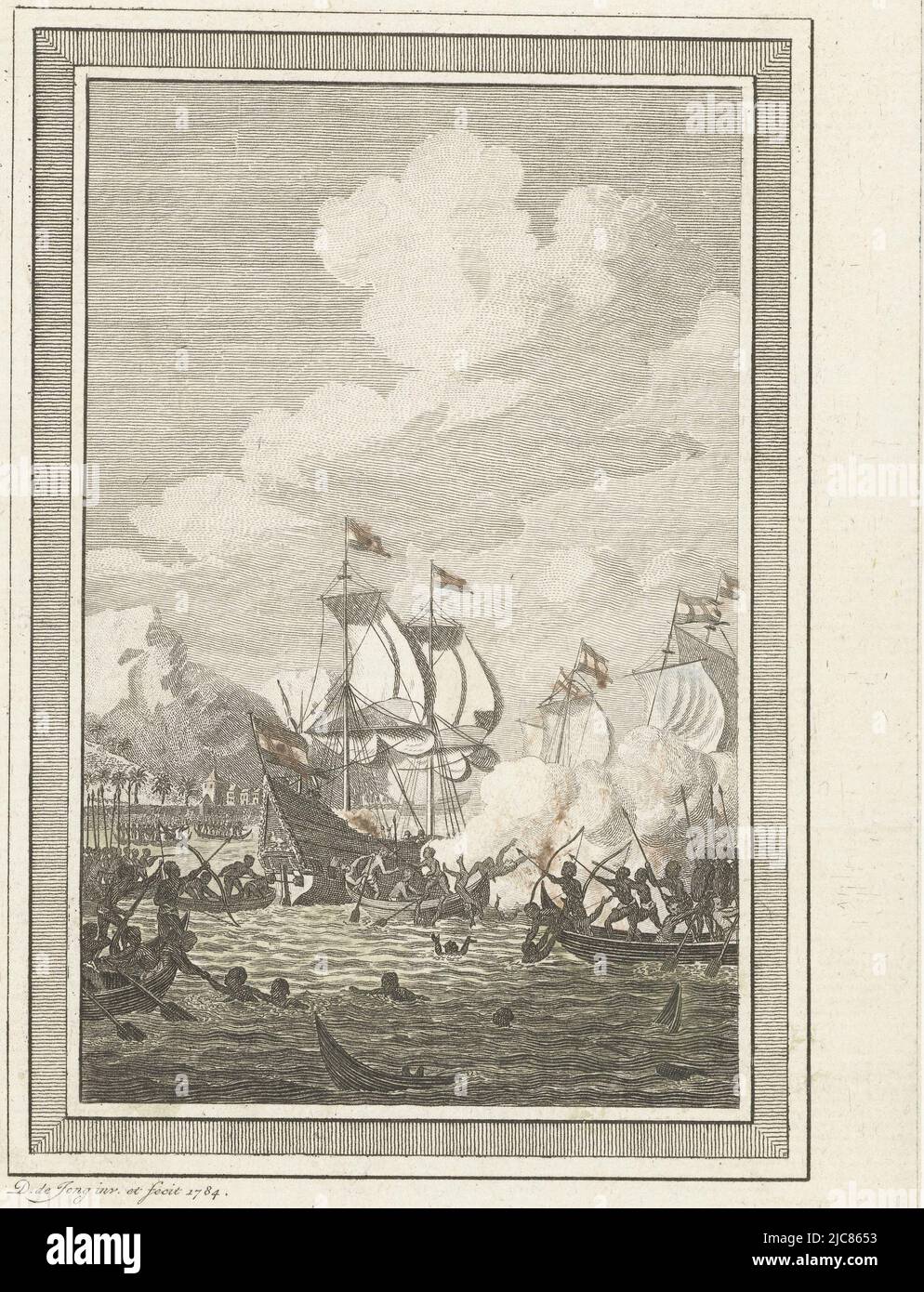 Dutch ships off Bantam attacked by locals with bow and arrow in small ...