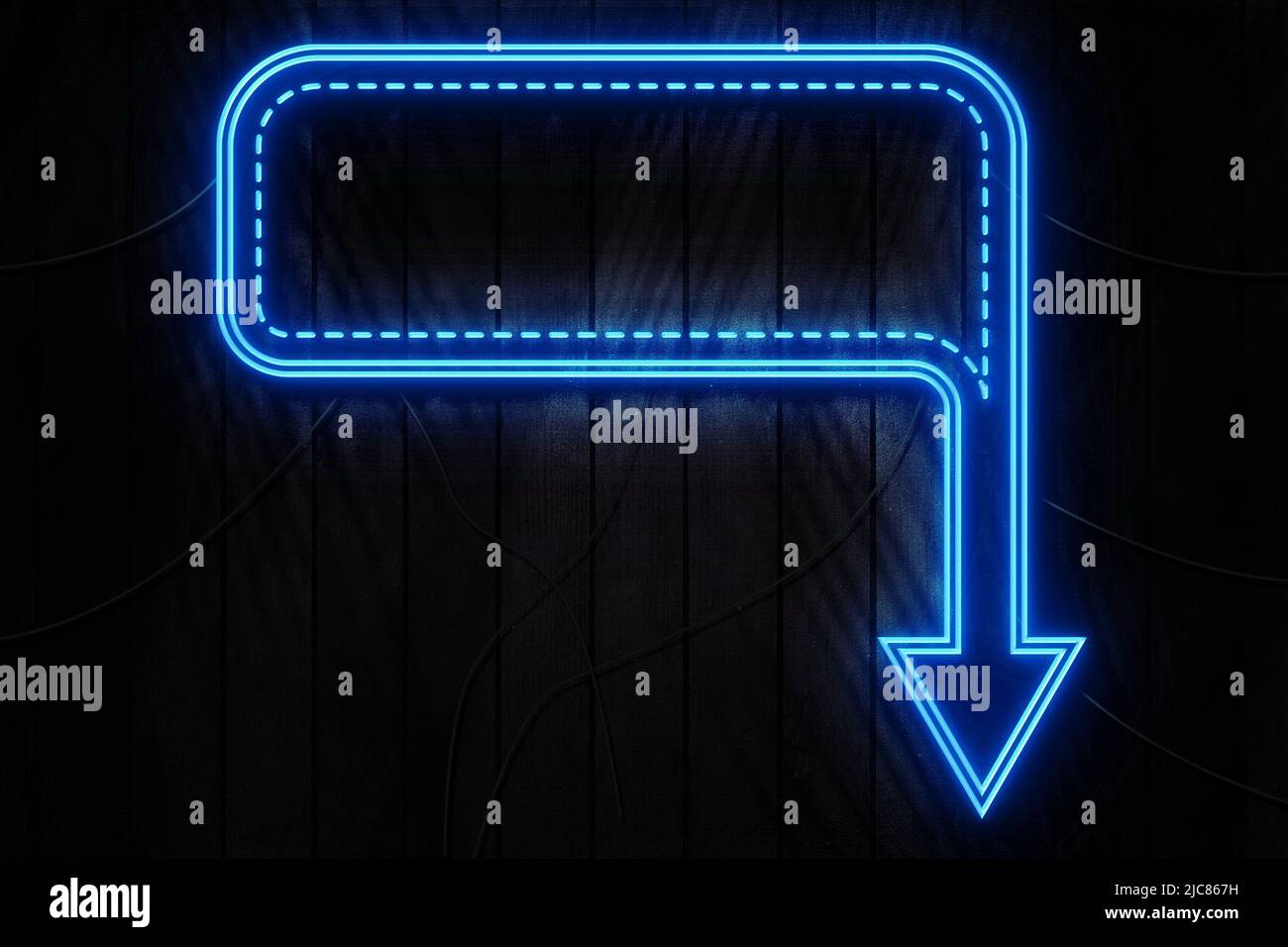 Empty Blue Neon Sign on a Dark Wooden Wall Stock Photo - Alamy
