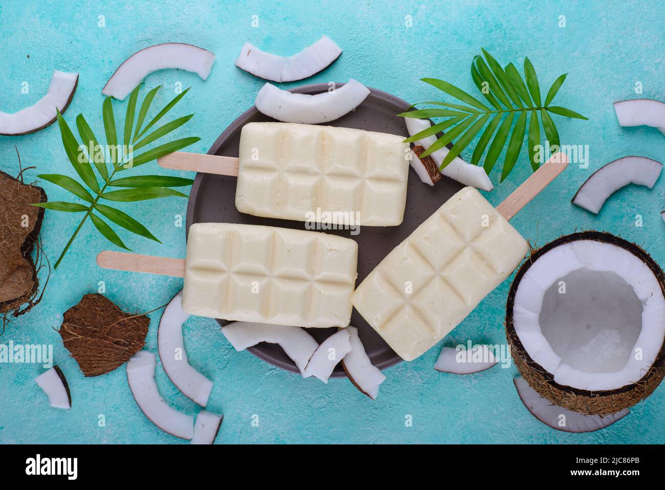Healthy coconut ice cream popsicles Stock Photo - Alamy