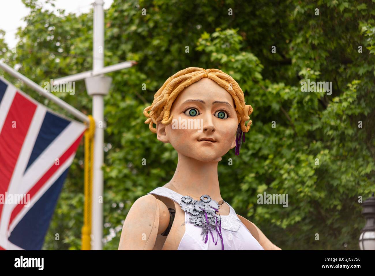 Giant Lady Godiva puppet figure at the Queen's Platinum Jubilee Pageant ...