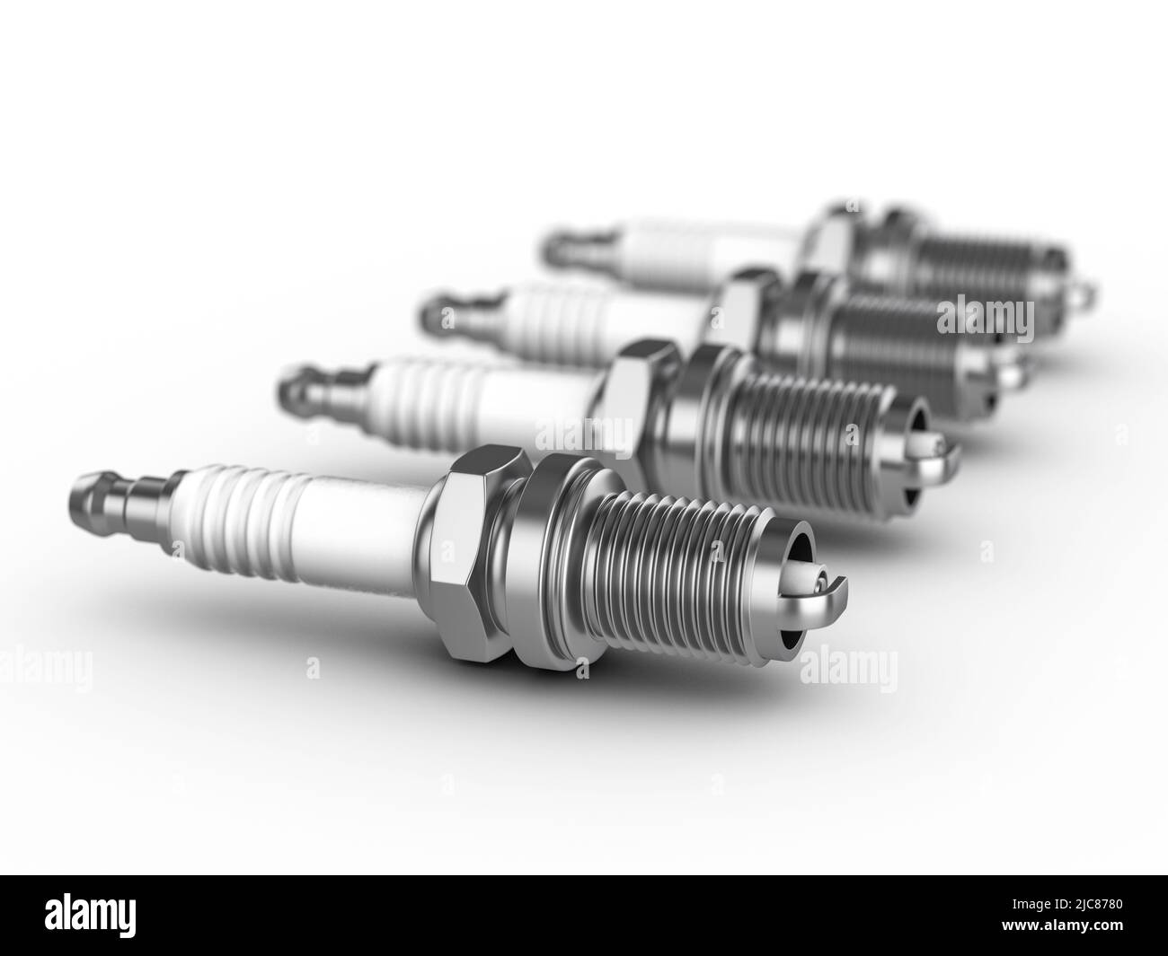 Spark plugs on a white background. 3d illustration Stock Photo - Alamy