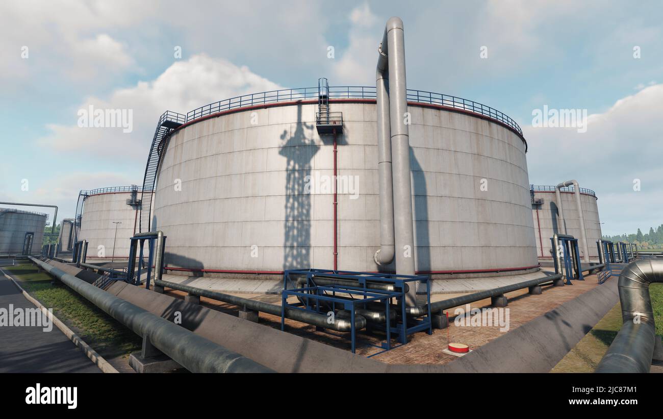 Oil refinery, industrial enterprise, oil refining into gasoline ...