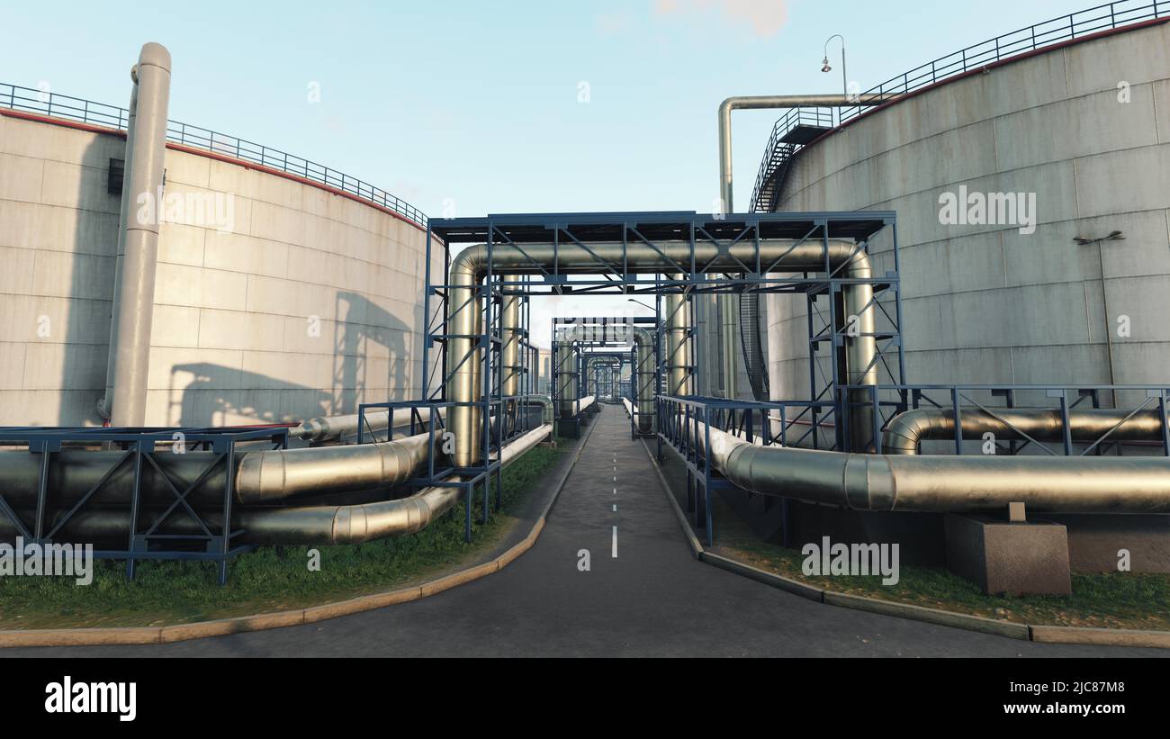 Oil refinery, industrial enterprise, oil refining into gasoline ...