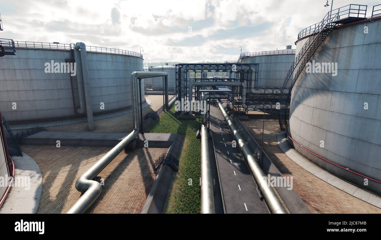 Oil refinery, industrial enterprise, oil refining into gasoline ...