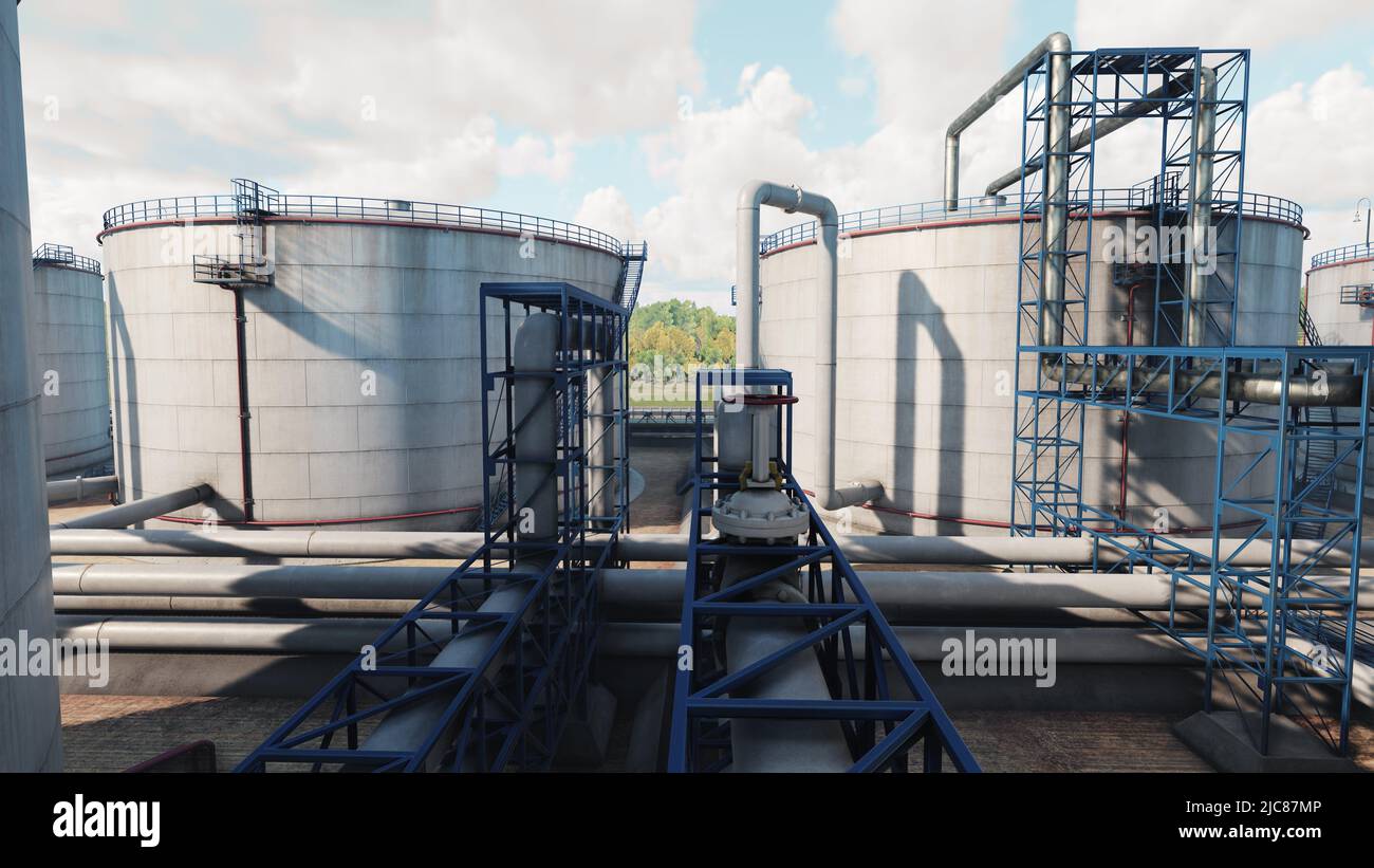 Oil refinery, industrial enterprise, oil refining into gasoline ...