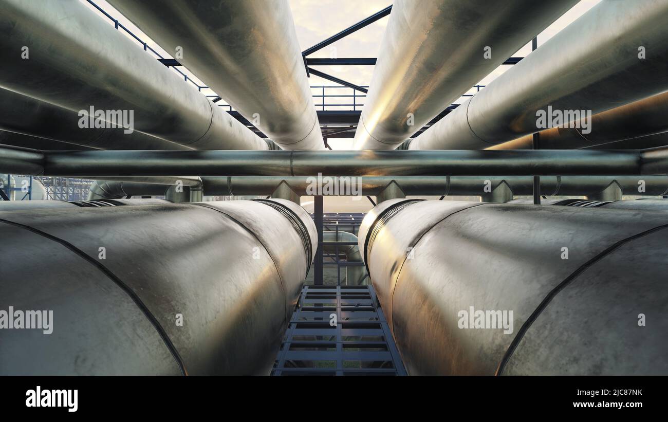 Oil refinery, industrial enterprise, oil refining into gasoline ...