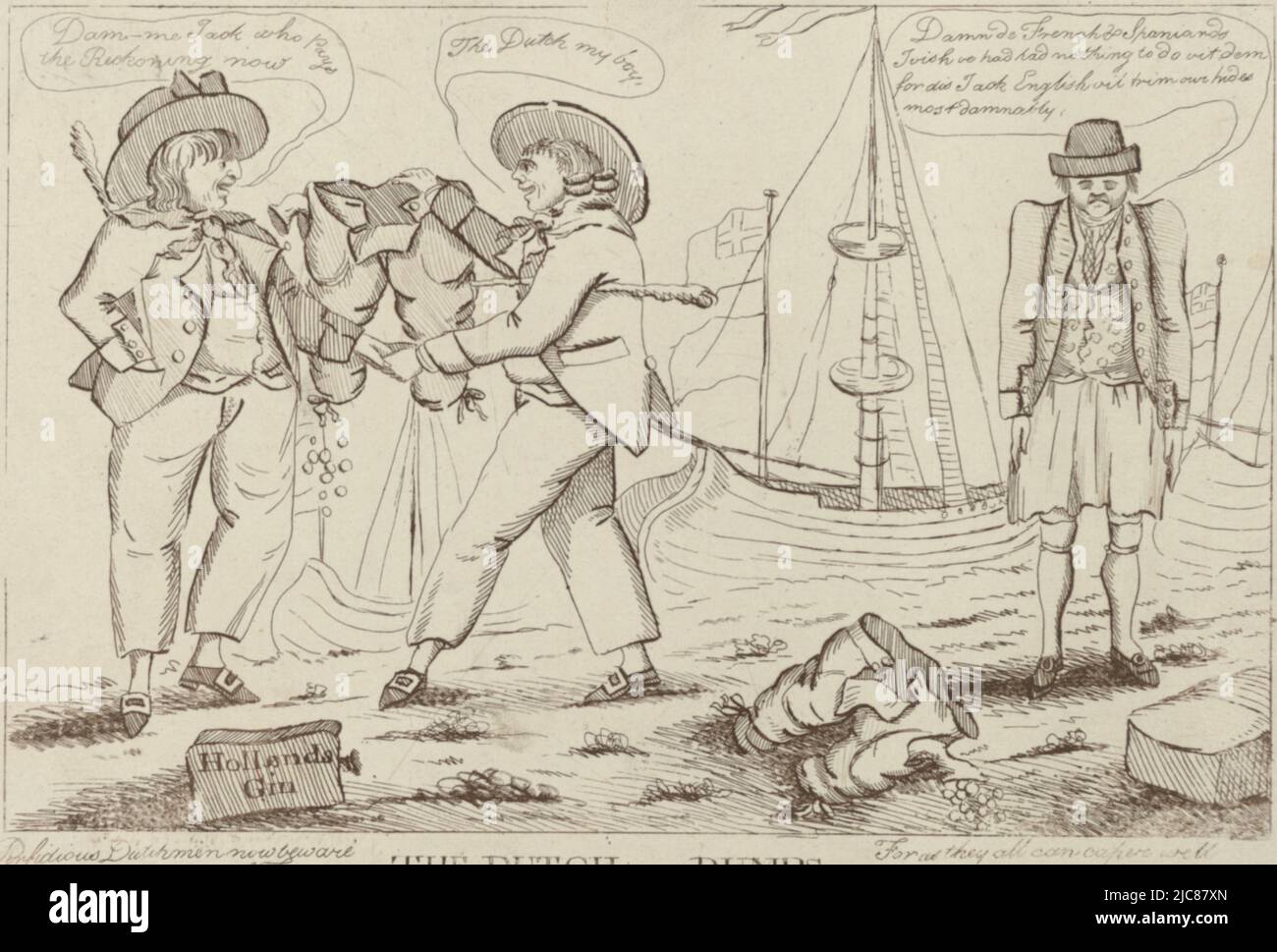 English cartoon showing two english sailors pulling hi-res stock ...