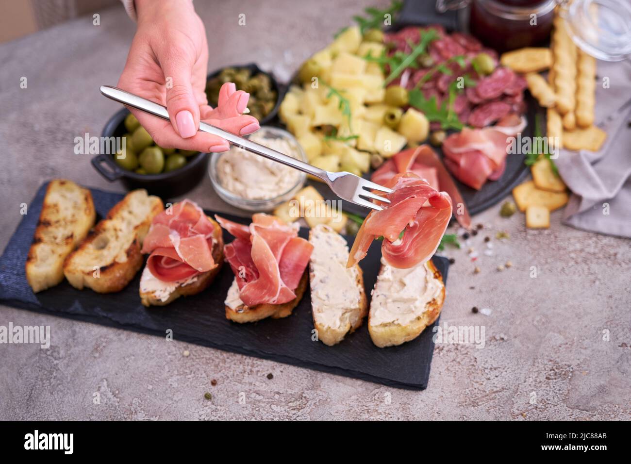 Ham fork woman hi-res stock photography and images - Alamy