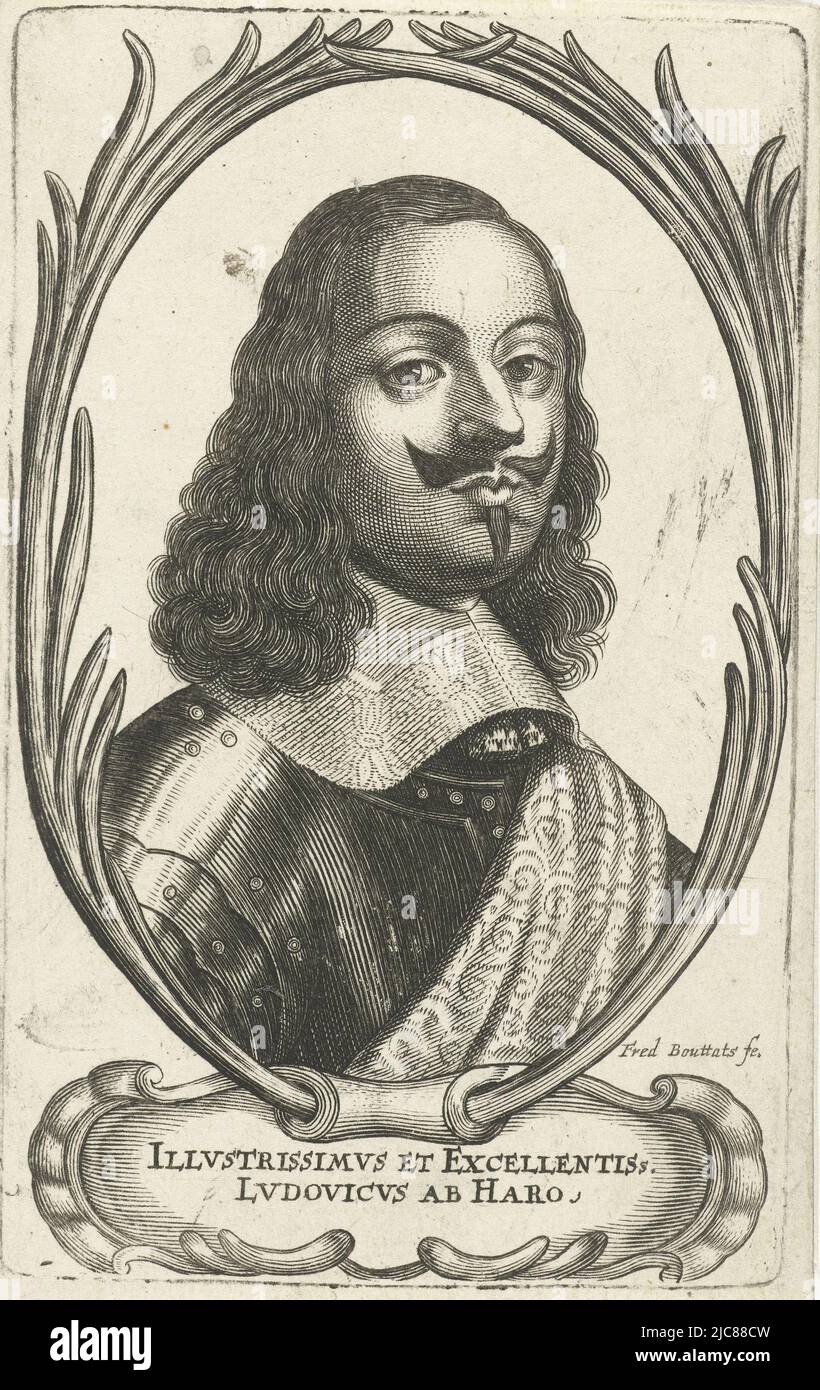 Portrait in oval frame of Louis of Haro, Marquis of Carpio and nephew ...