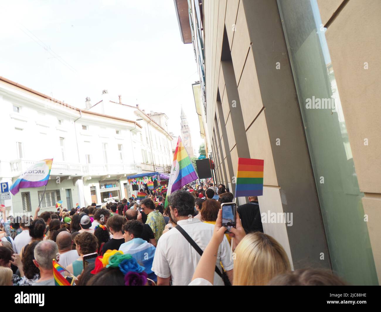 Cremona, Lombardy, Italy - 4th June 2022 Pride parade celebrating ...