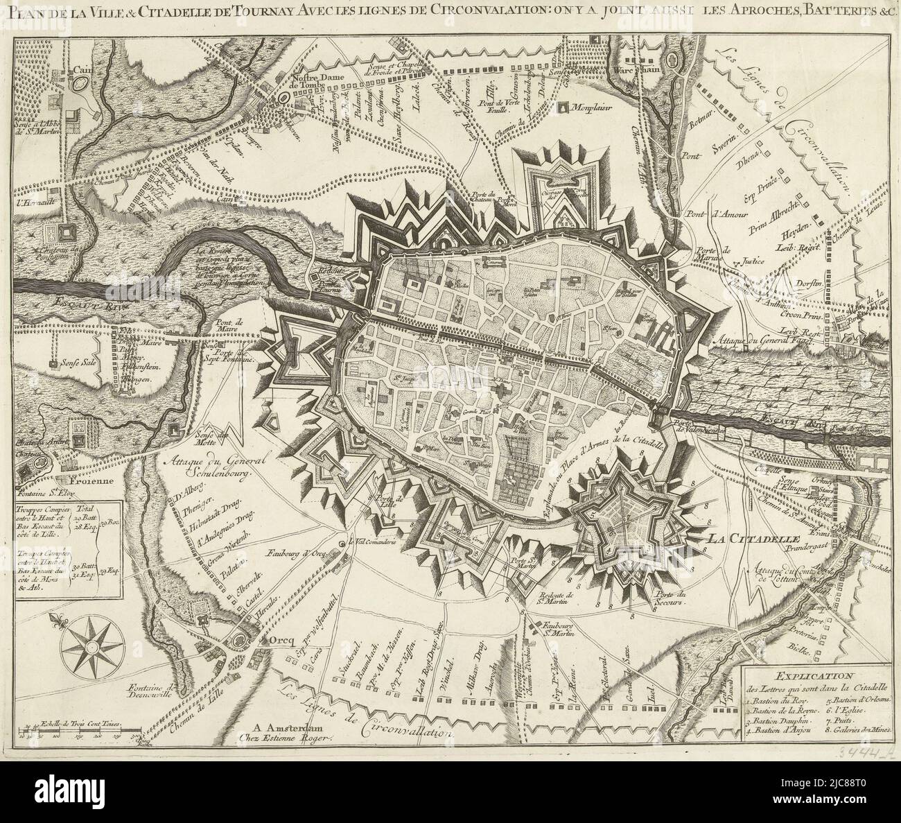 Map of Tournai (Tournai), besieged by the Allies from 29 June and taken ...