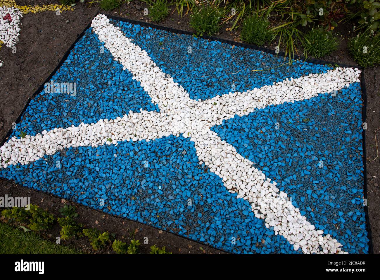 The blue and white flag of Scotland (Saltire / St Andrew's Cross), made ...