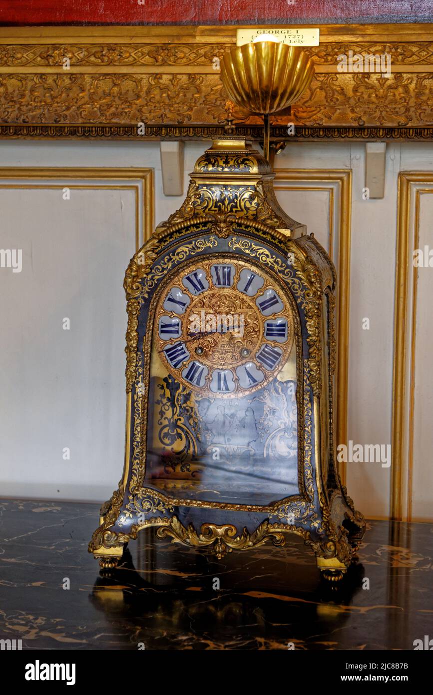 Old clock in State Dining Room - Warwick Castle - Warwickshire ...