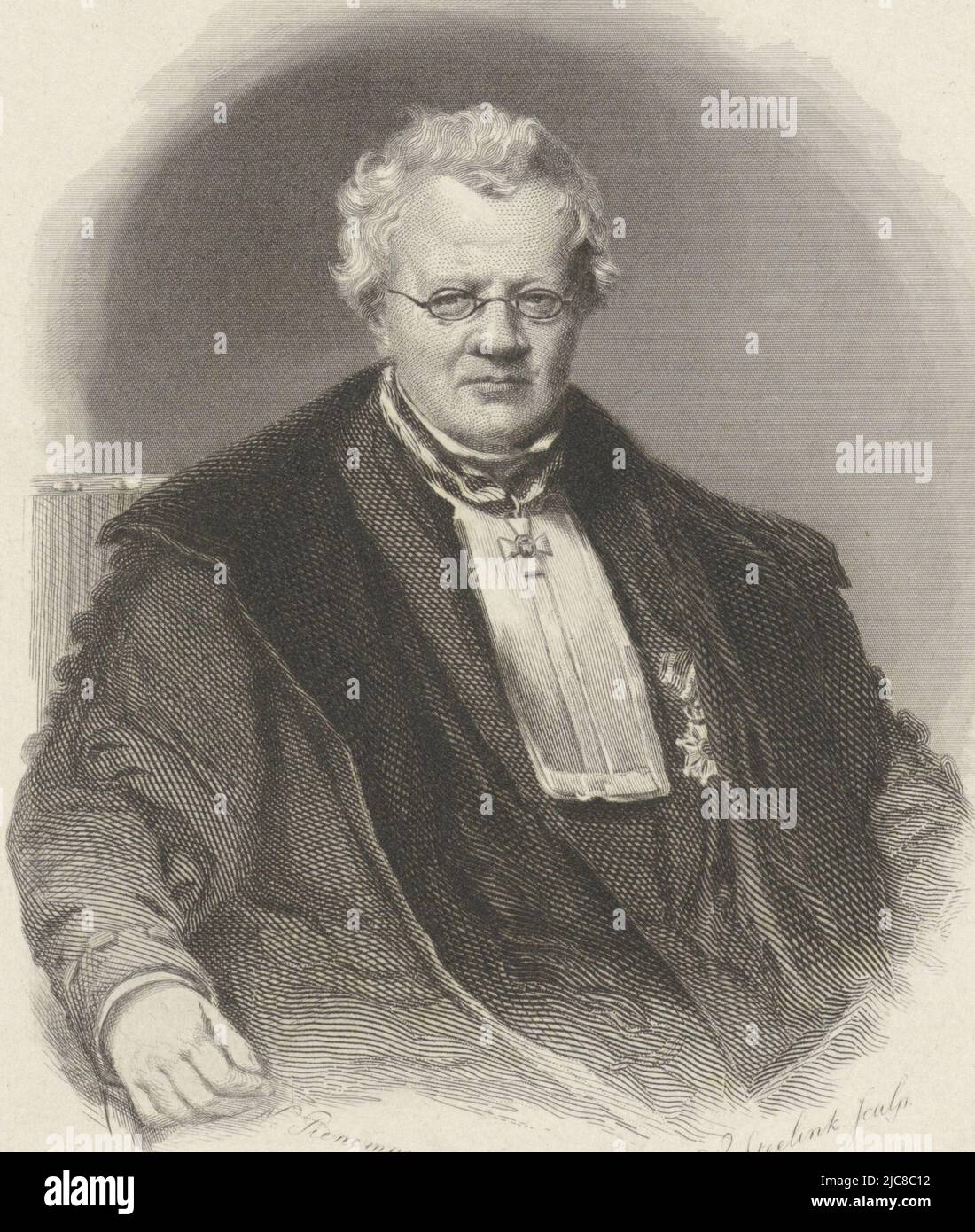 Portrait of Jacob van Hall, jurist, dressed in toga with white bonnet ...
