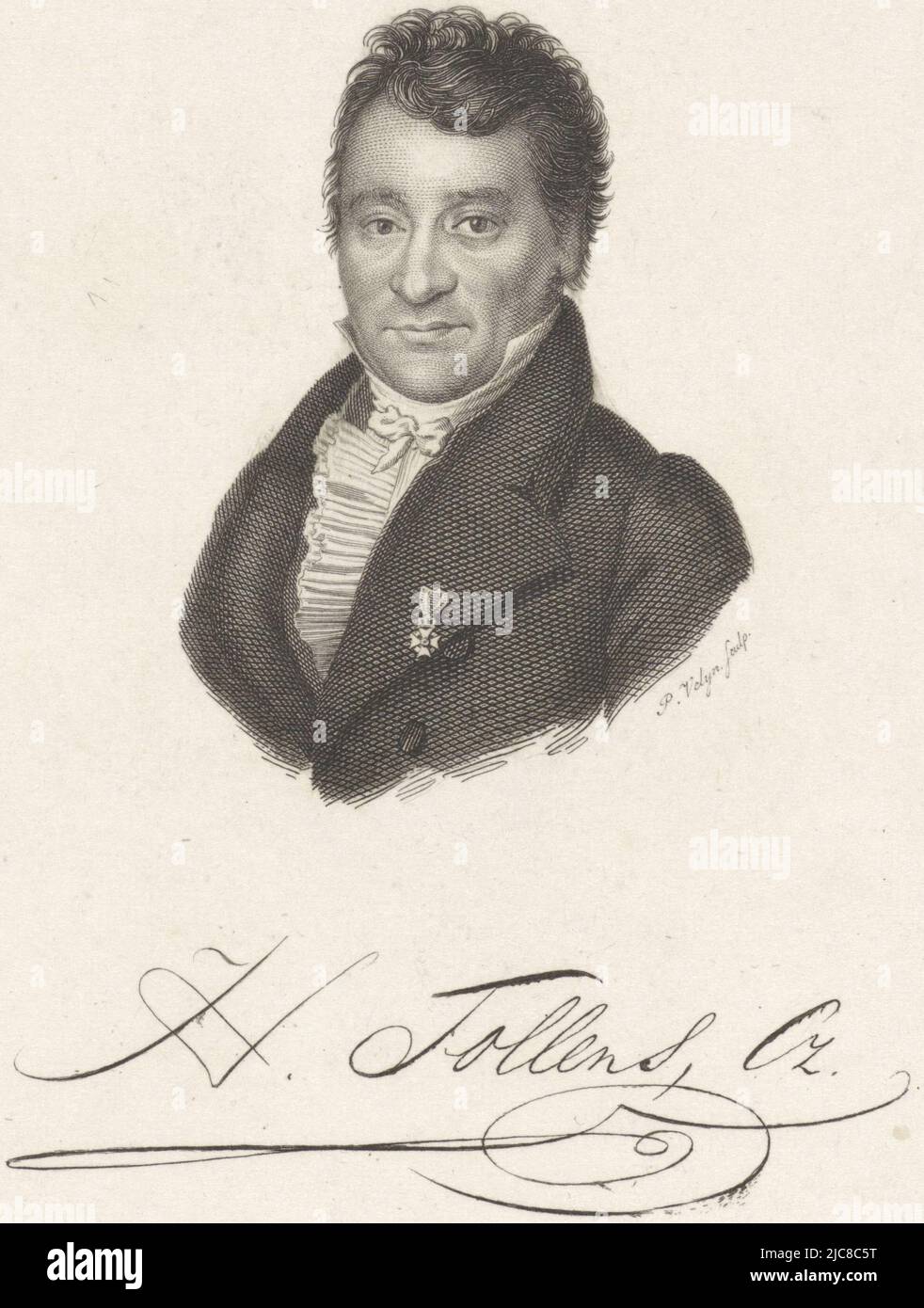 Portrait of the poet Hendrik Tollens, print maker: Philippus Velijn ...