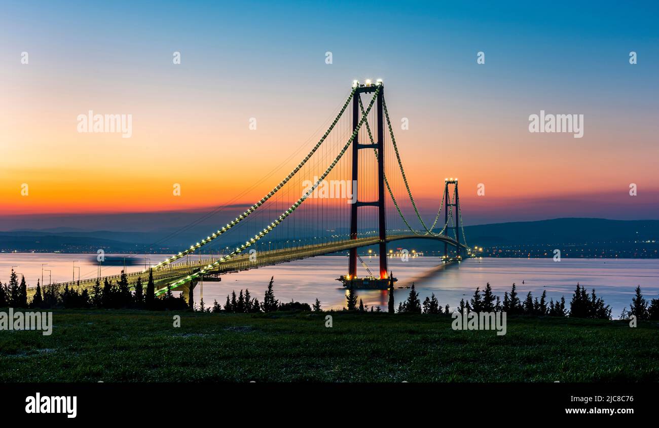 1915 Canakkale Bridge in Canakkale, Turkey. World's longest suspension ...