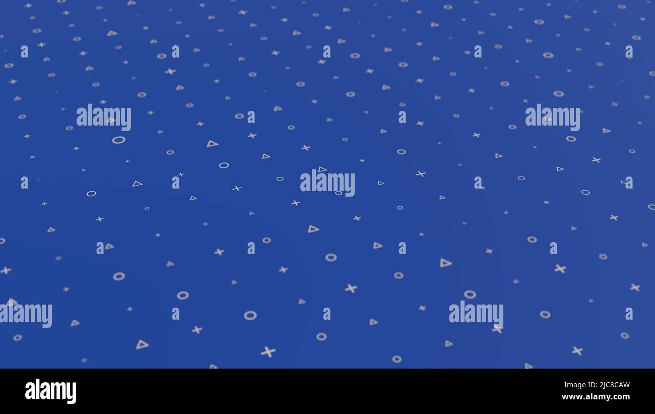 Abstract background in blue with texture of crosses, triangles and ...