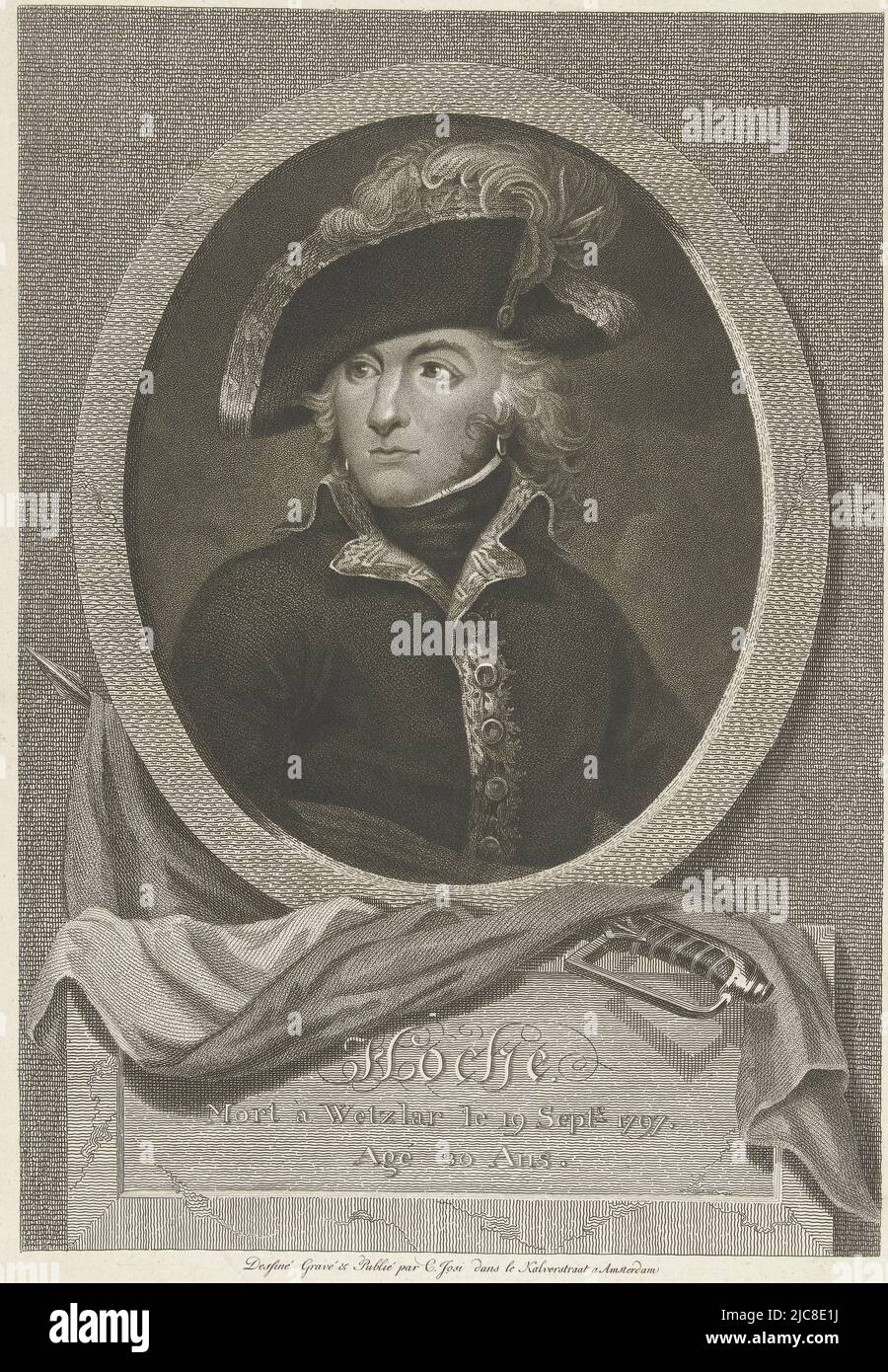 Bust portrait of Louis Lazare Hoche, in military costume. The portrait ...