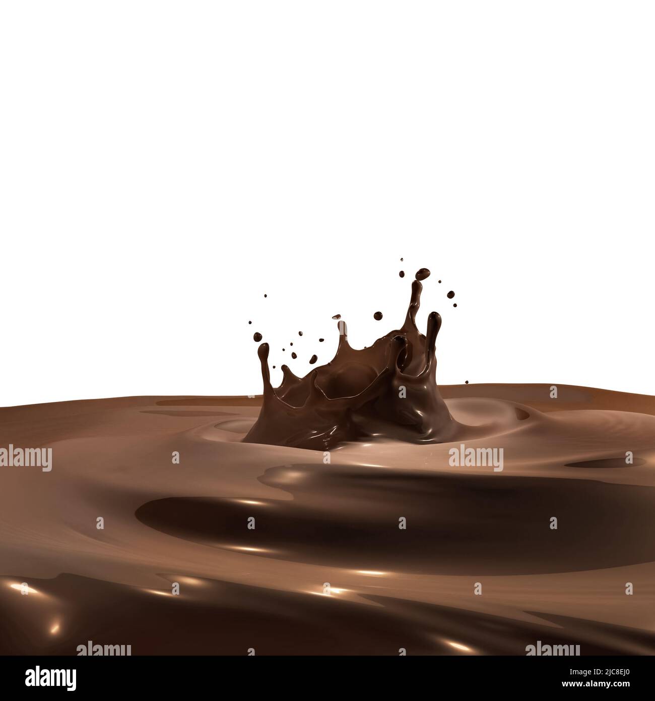 3D Rendering of Isolated Liquid Chocolate Splash with Swirling Ripple ...