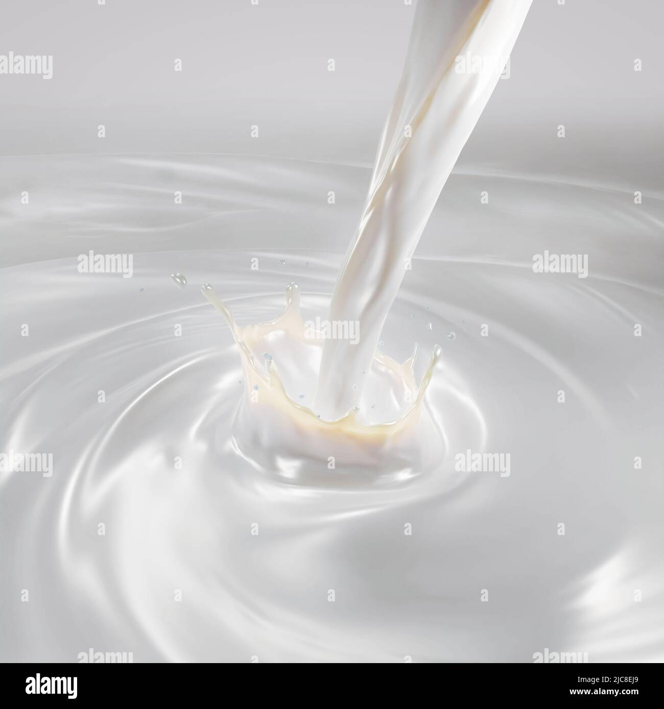 3D Rendering of Isolated Liquid Milk Splash with Swirling Ripple Stock ...