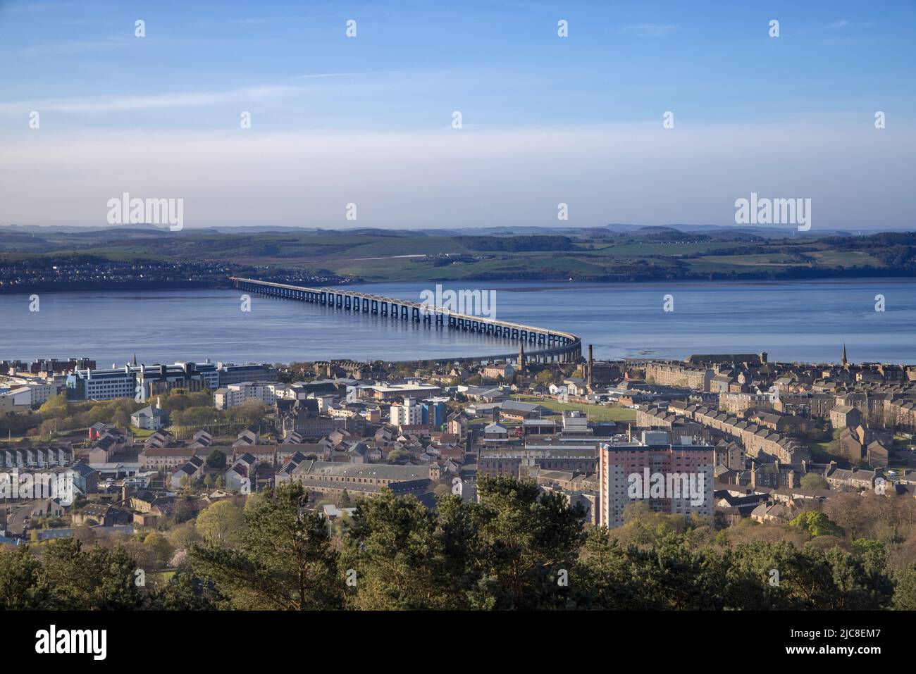 the river tay railway bridge and town seen from the viewpoint known as ...