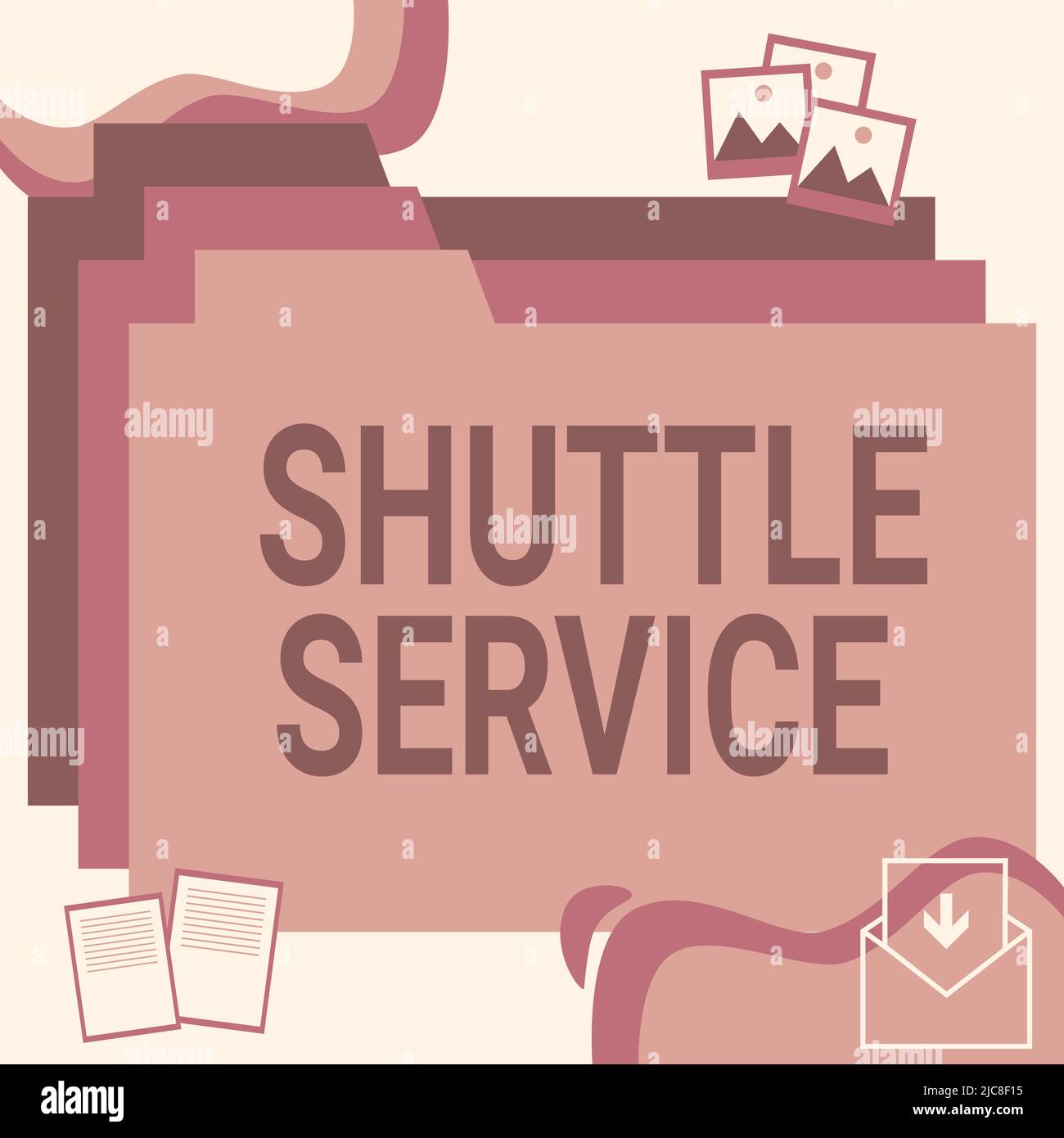 Text caption presenting Shuttle Service. Concept meaning vehicles like ...