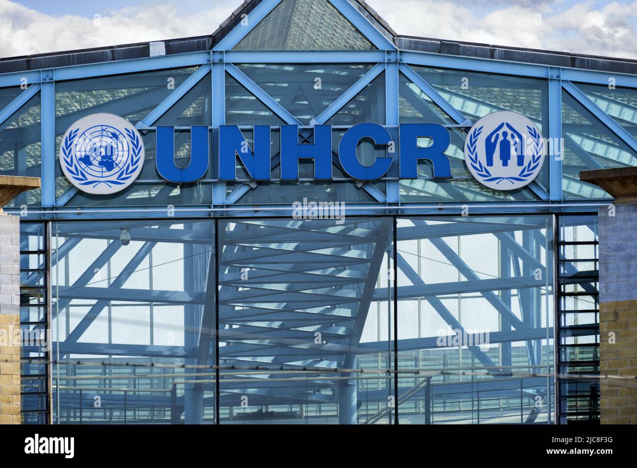 March 10 2022: sign and logo of The United Nations High Commissioner ...